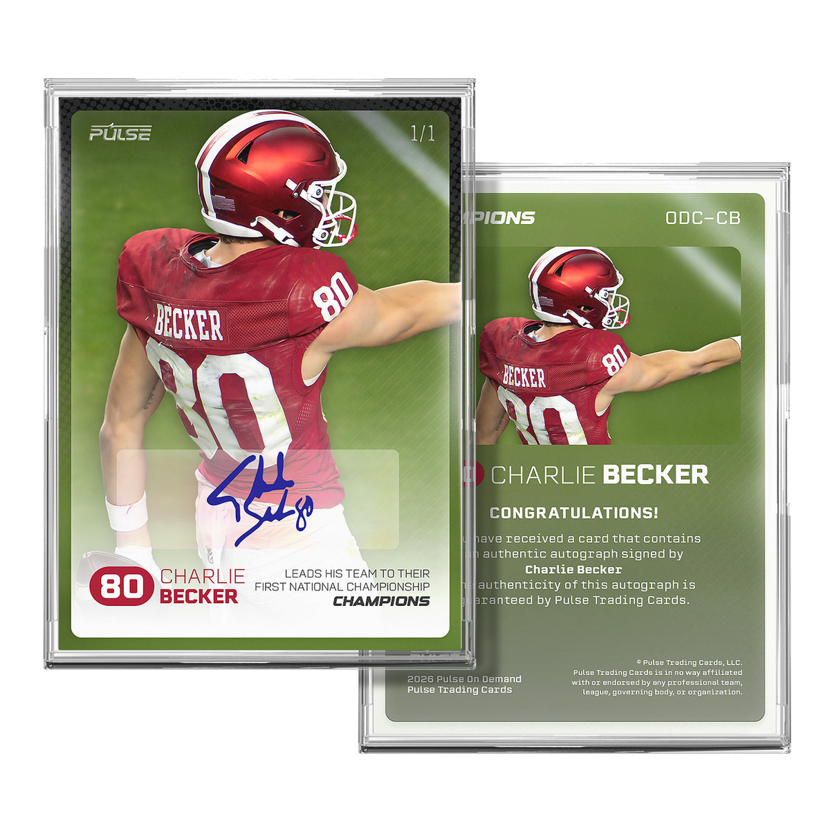2026 Pulse On Demand Charlie Becker Autographed Champions Card