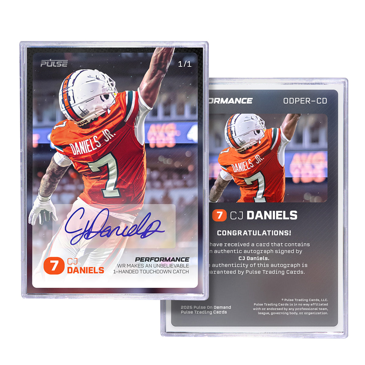 2025 Pulse On Demand CJ Daniels Autographed Performance Card