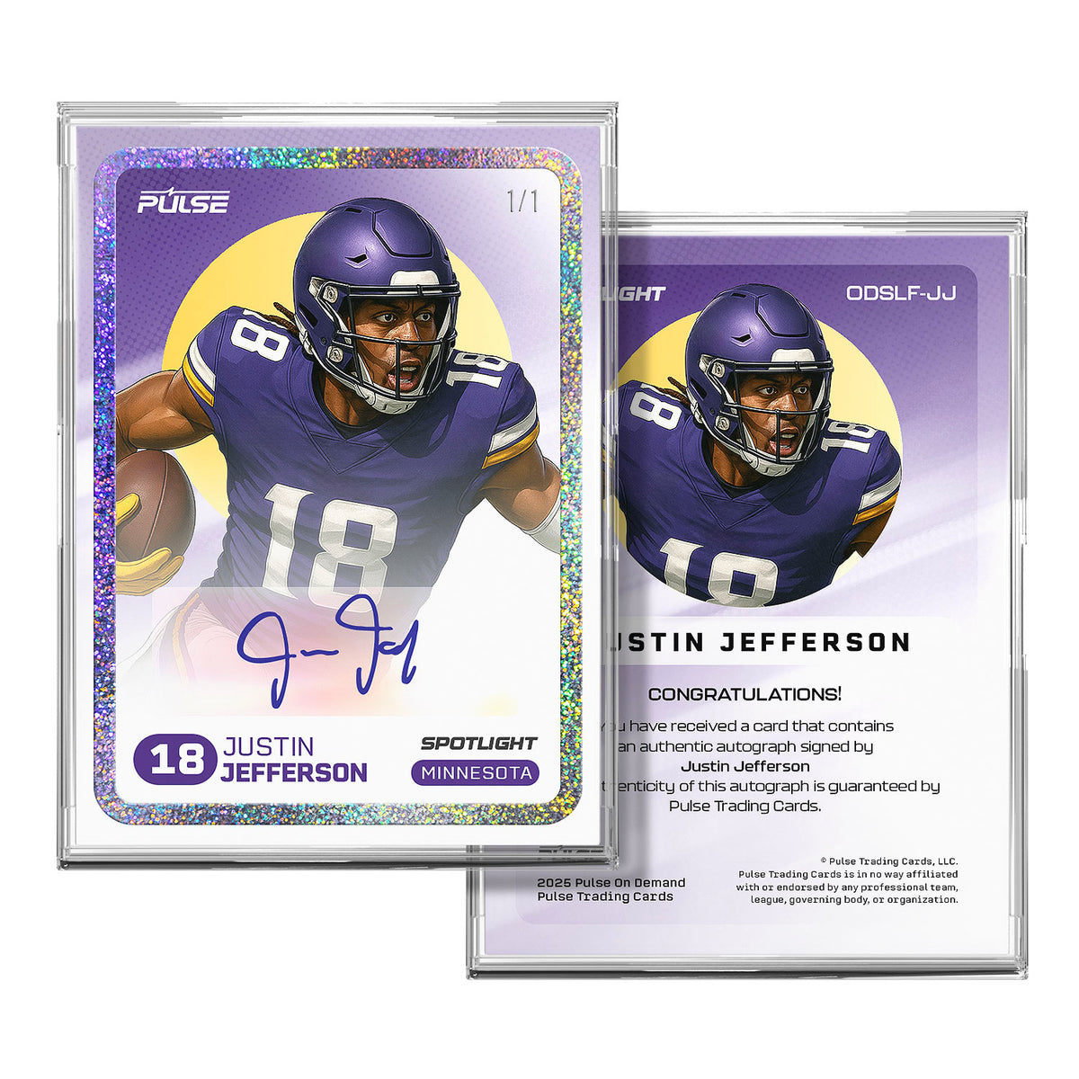 2025 Pulse On Demand Justin Jefferson Autographed Spotlight Card